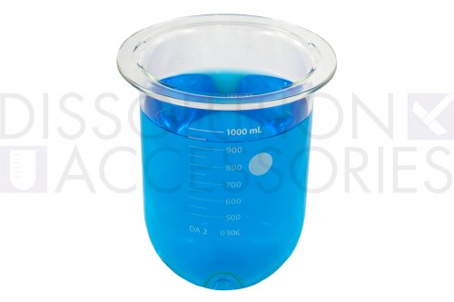 1000mL clear glass vessel with peak | Dissolution Accessories